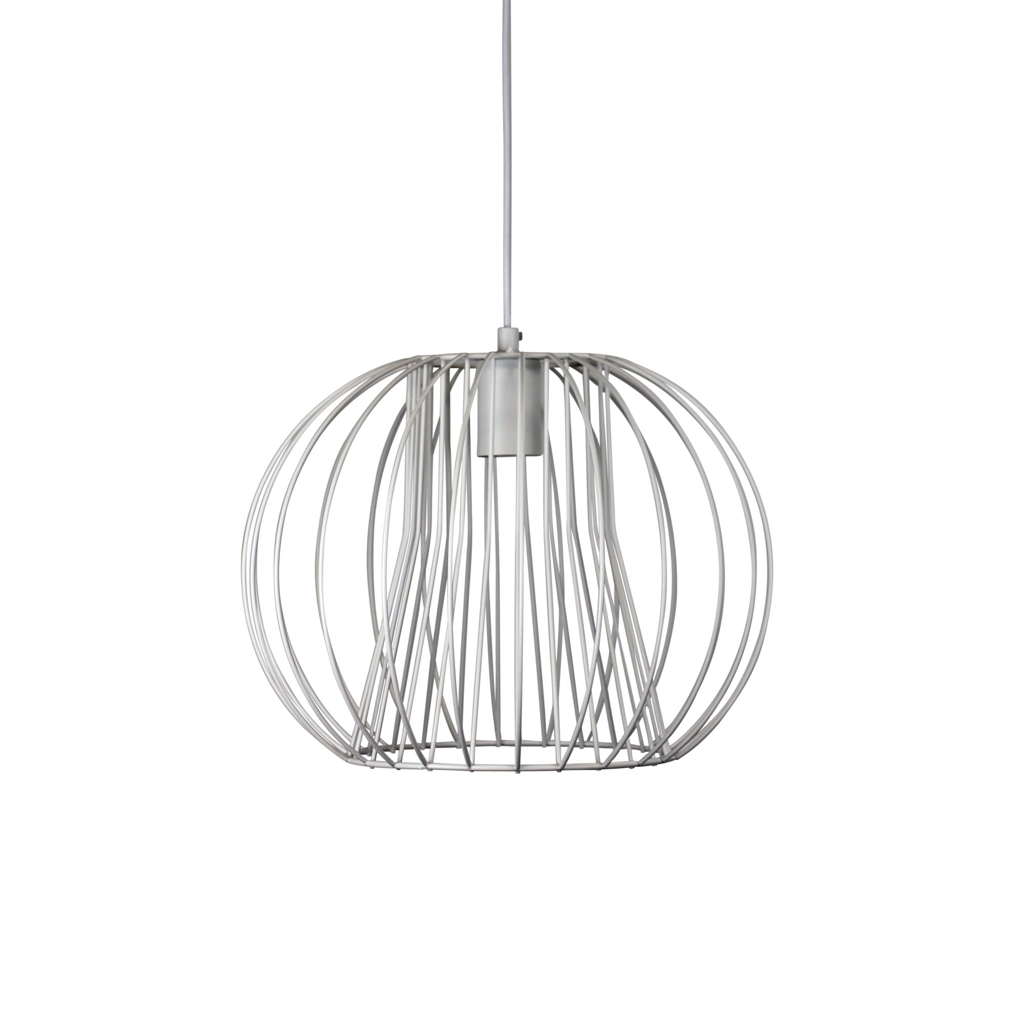 White Spherical Wire Pendant – Modern Industrial Lighting